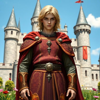 Majestic Medieval Prince in Front of Grand Castle | Idyllic AI ...