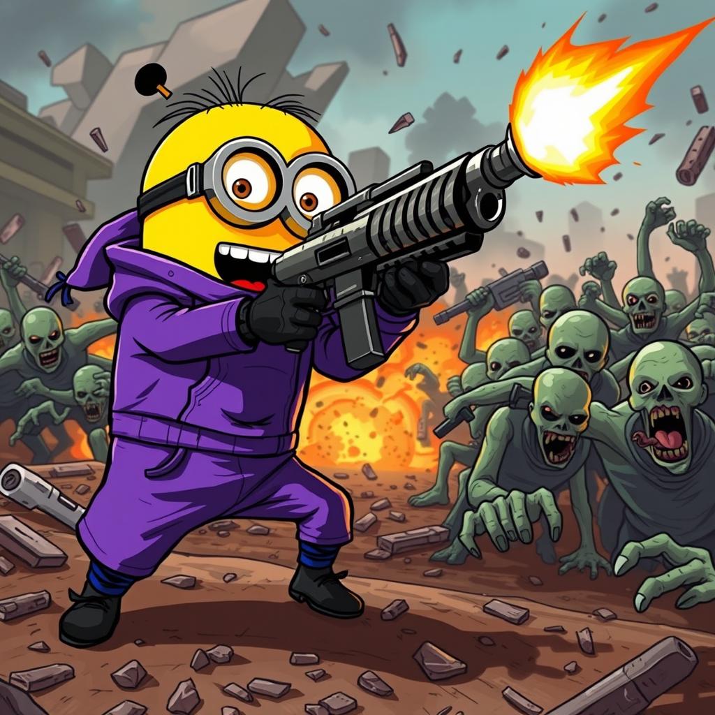 Epic Minion vs Zombies: A Hilarious Battle Scene