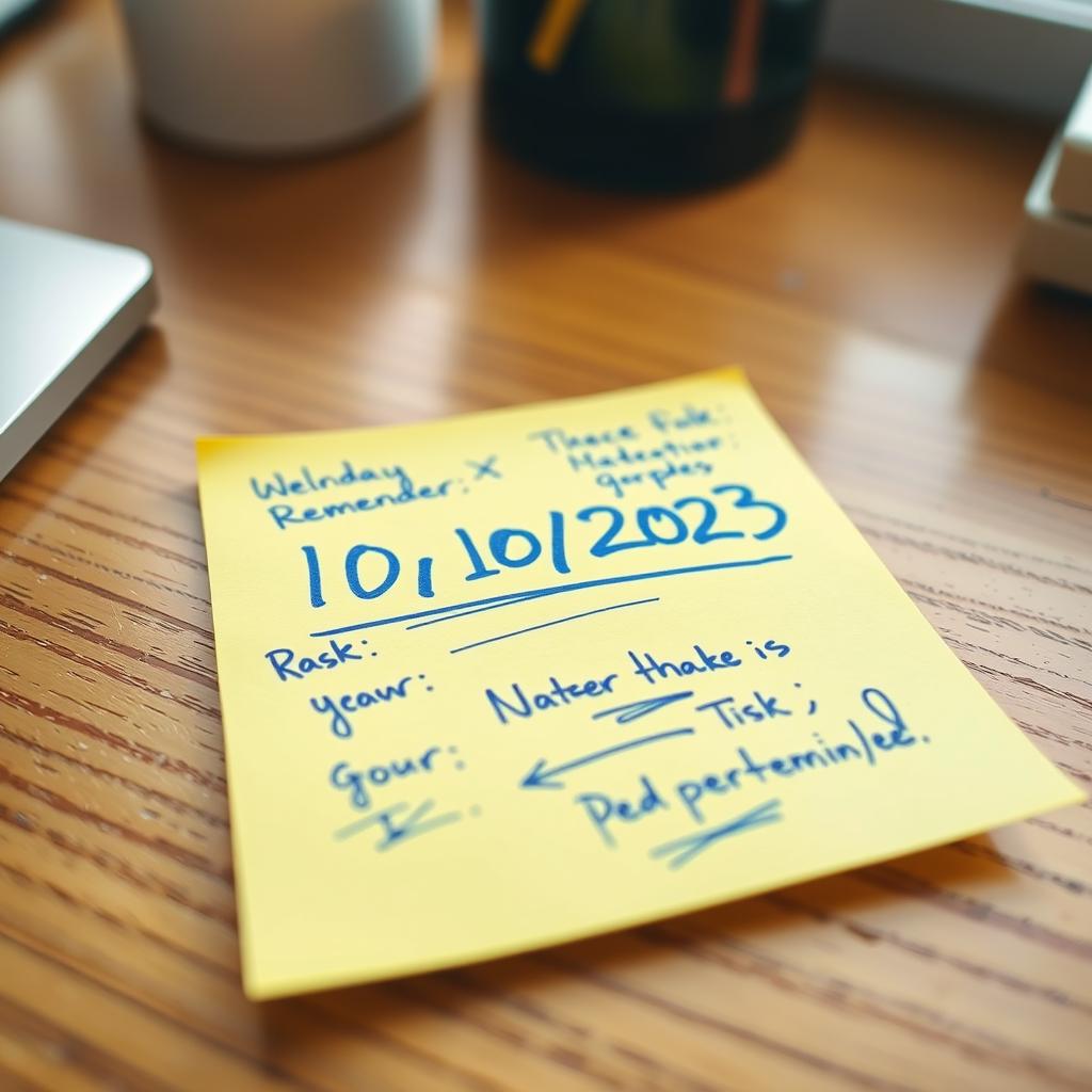 Organized Ideas: A Close-Up of Handwritten Notes on a Sticky Note