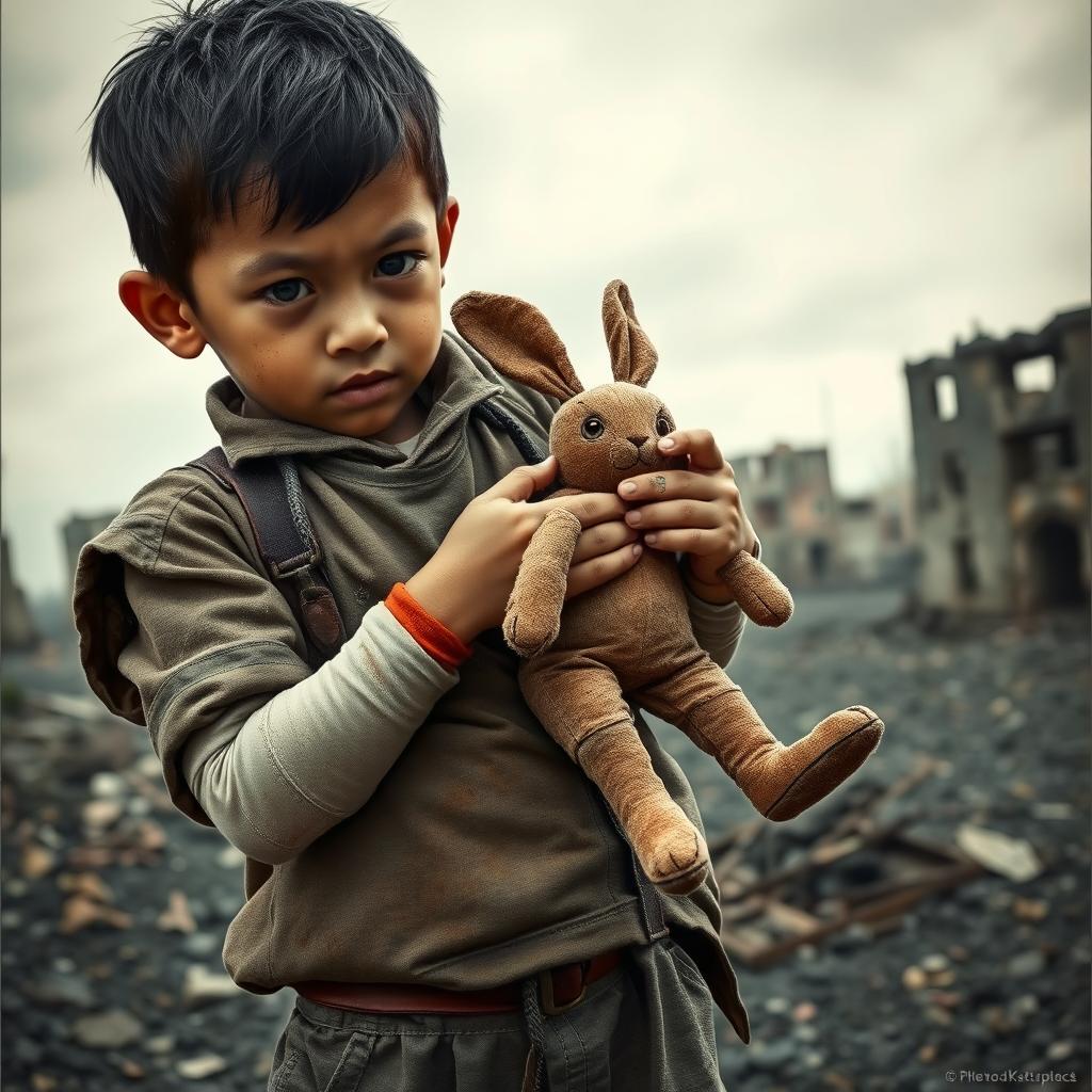 War and Innocence: A Poignant Poster of a Resilient Child