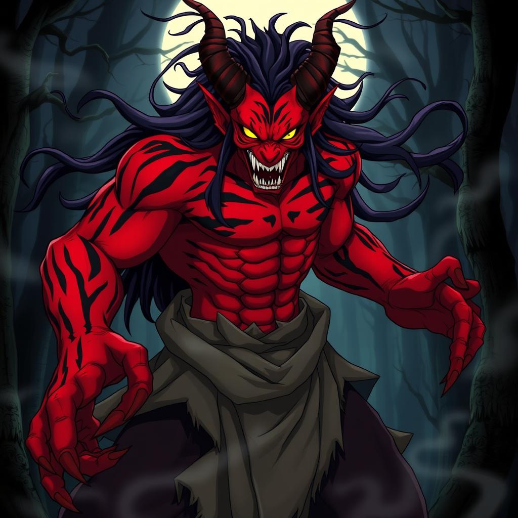 Ferocious Demon Character Design in Demon Slayer Style