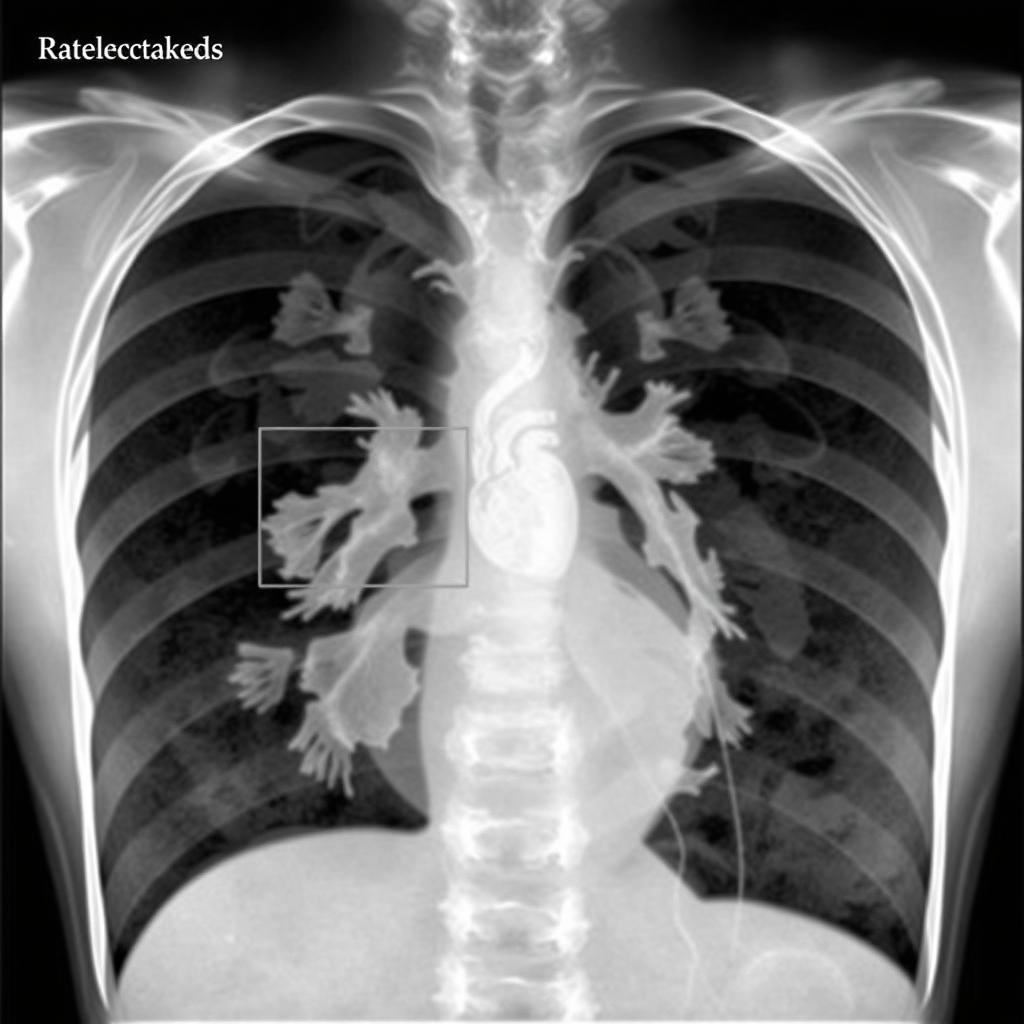 Chest X-Ray Image of Atelectasis - Detailed Lung Anatomy