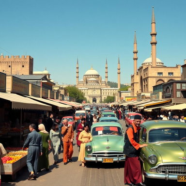 Exploring 1960s Tehran: A Vibrant Street Scene in 1340