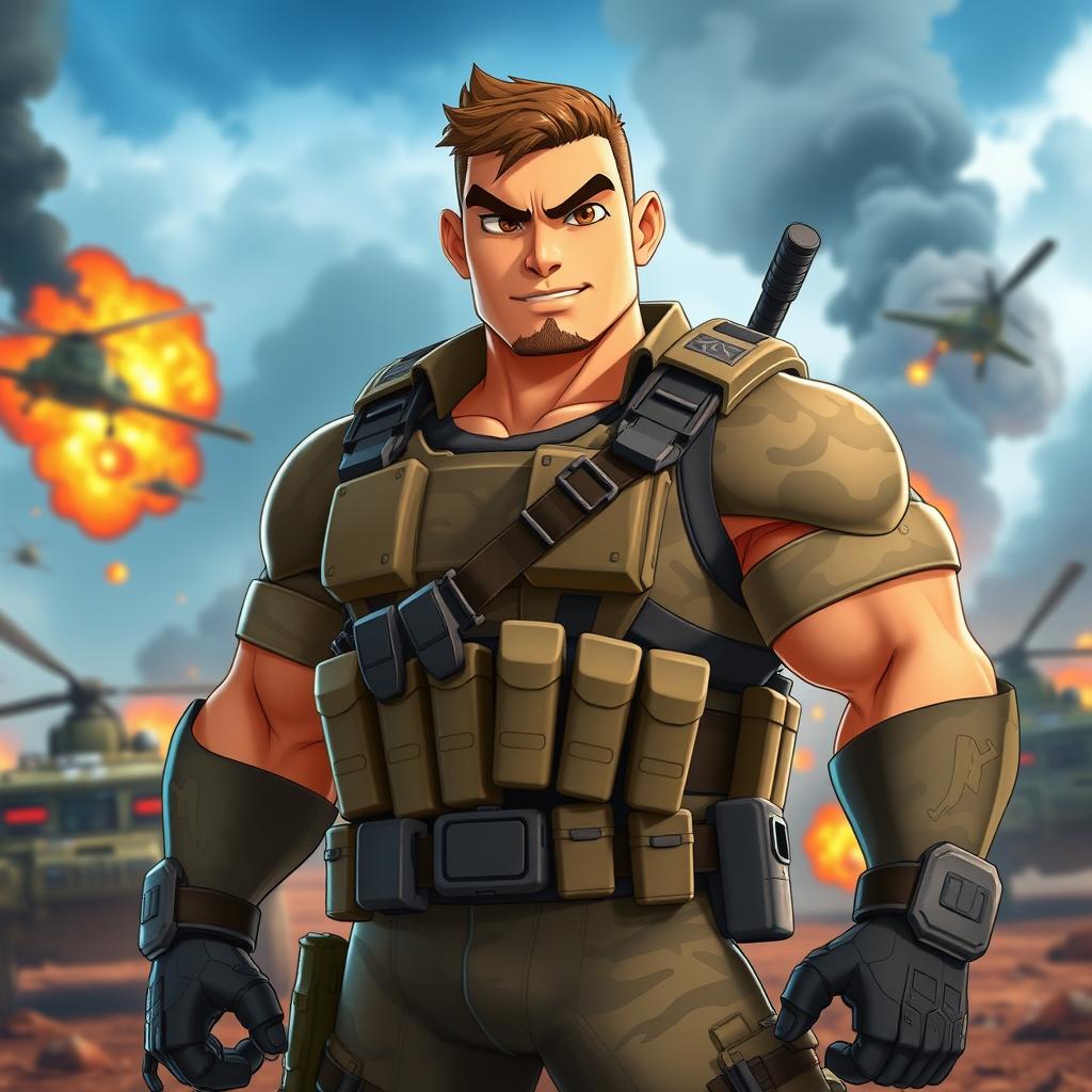 Dynamic Military Animation Character in Heroic Tactical Battle Scene