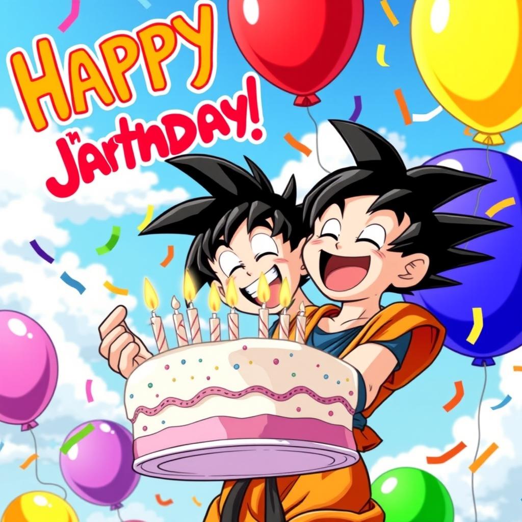 Celebrate with Goku: A Colorful Birthday Scene