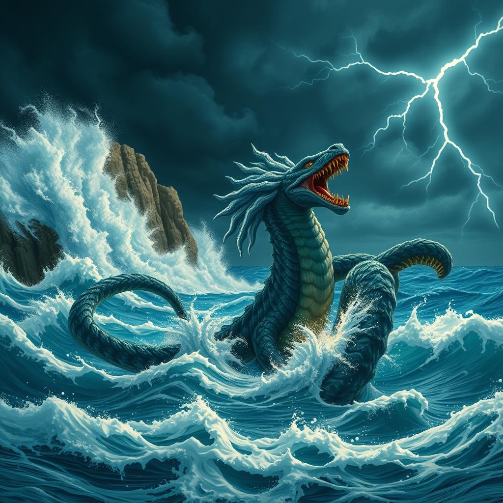 Scylla: Mythical Sea Monster in a Stormy Fury