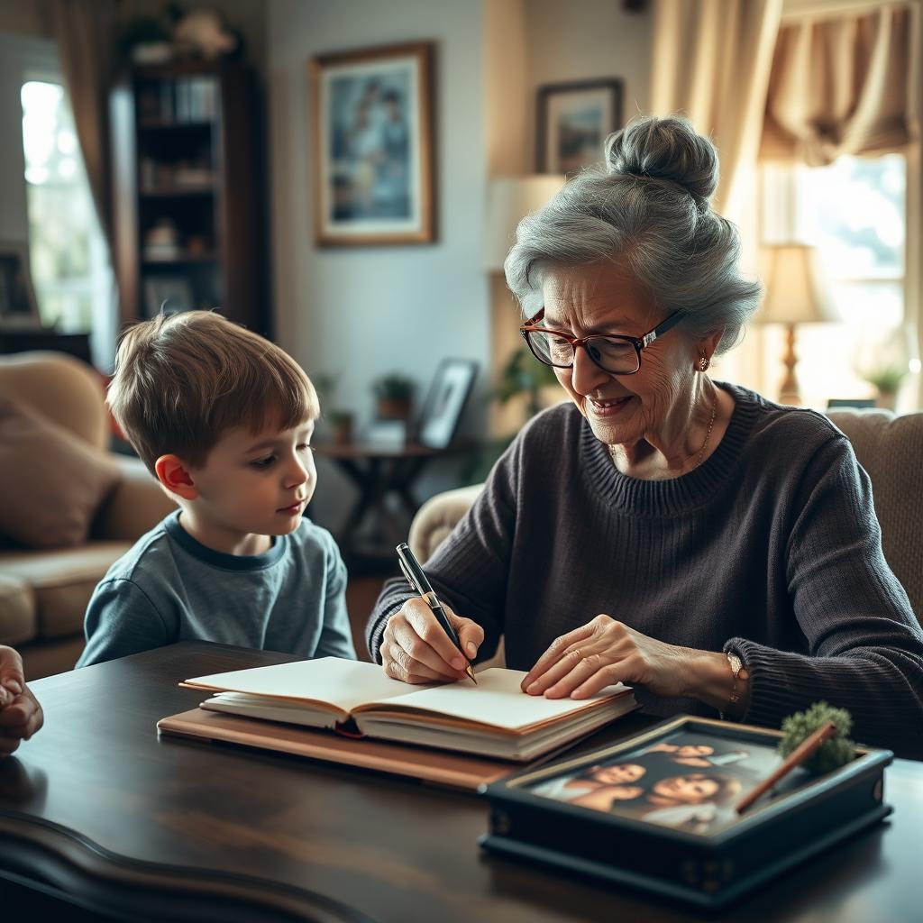 Heartwarming Moments: A Grandmother's Letter Writing with Her Grandson