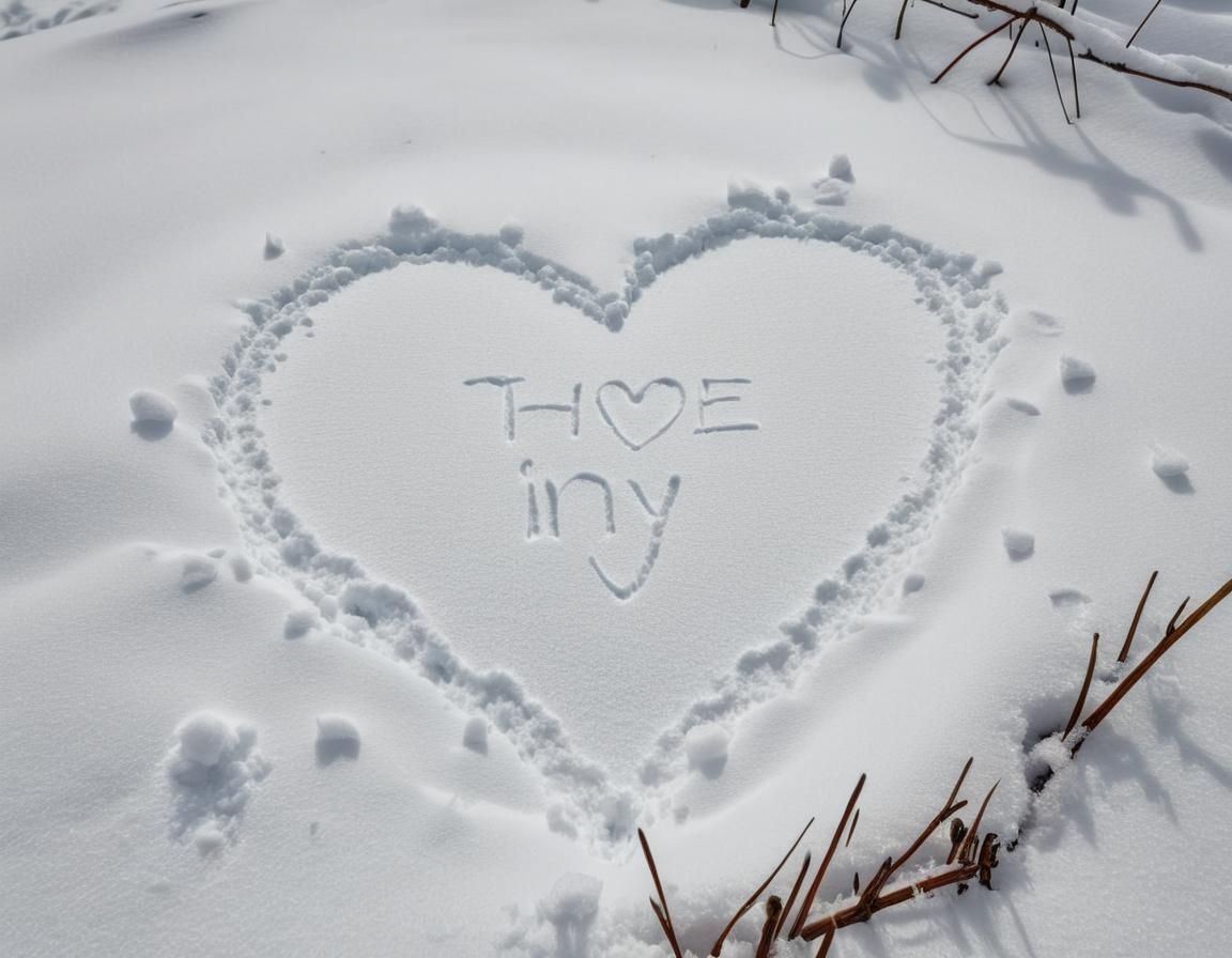 Winter Romance: Heart in Snow with 'I LOVE YOU' Message