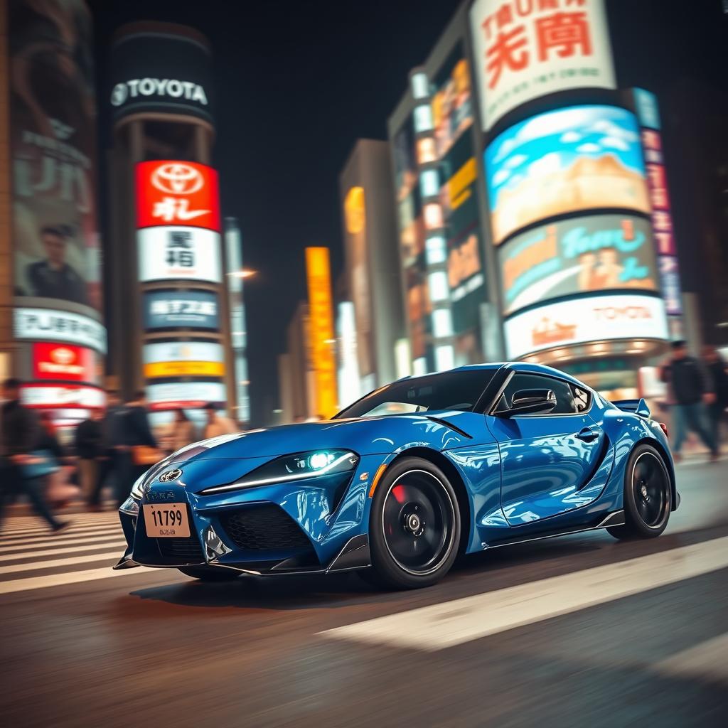 Drifting into the Night: Toyota Supra at Shibuya Crossing