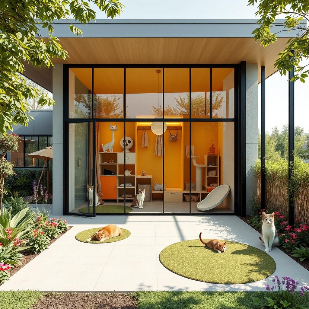 Elegant Modern Cat Shelter: A Harmonious Blend of Nature and Design