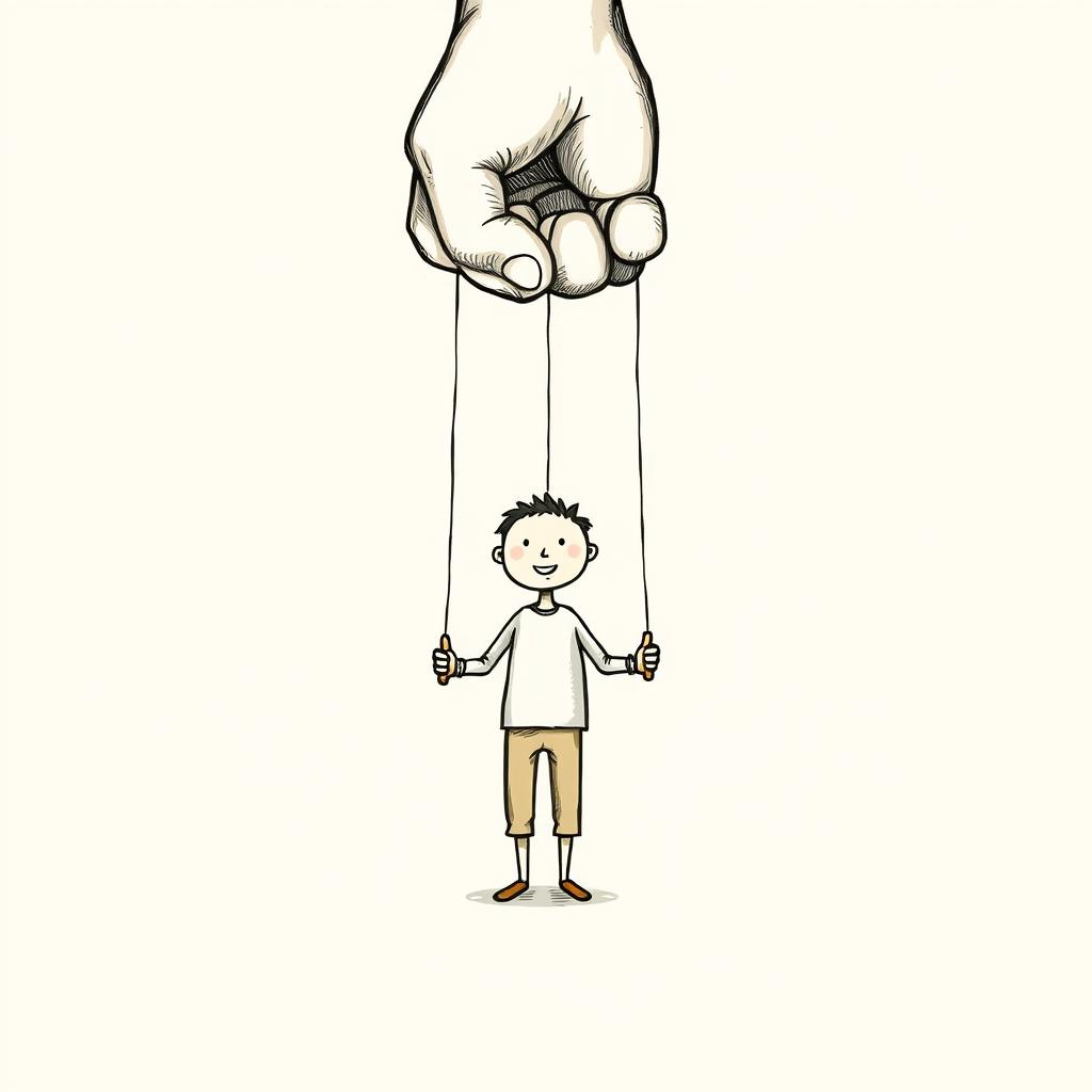 Expressive Hand-Drawn Puppet Illustration for Book Cover