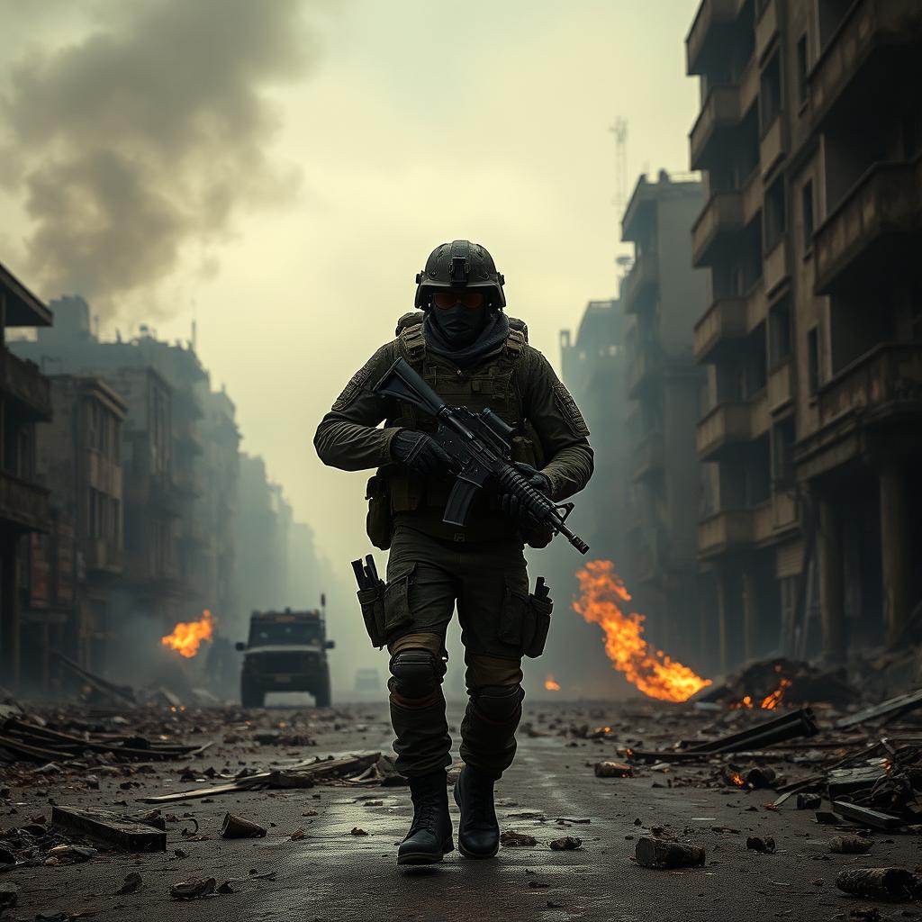 Post-Apocalyptic Warrior: A Soldier's Journey Through Destruction