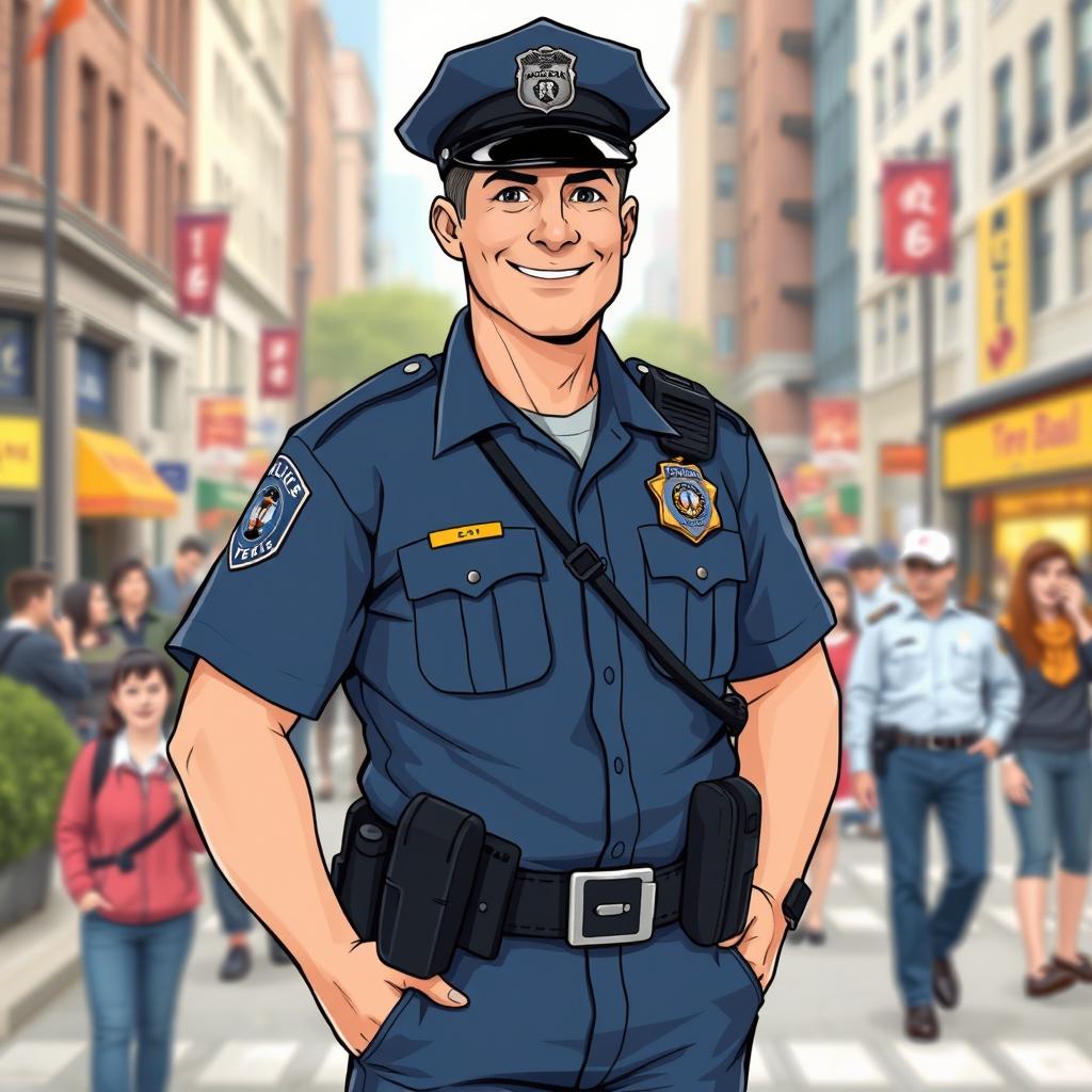 Empowering Urban Safety: Police Officer Illustration
