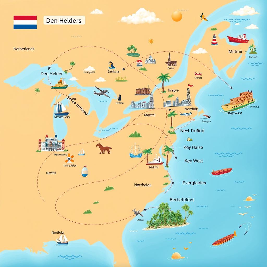 Illustrated Journey Map: Den Helder to Norfolk and Beyond
