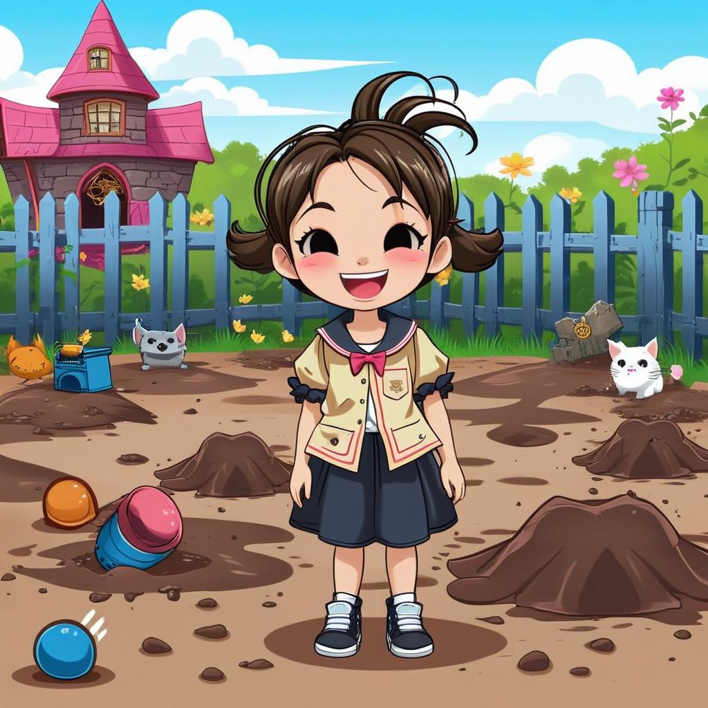 Whimsical Chaos: A Playful Princess in a Messy Castle