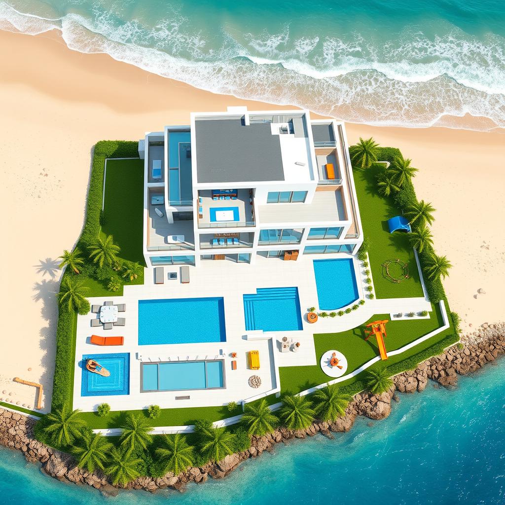 Stunning 2D Floor Plan of a Modern Beachfront Villa