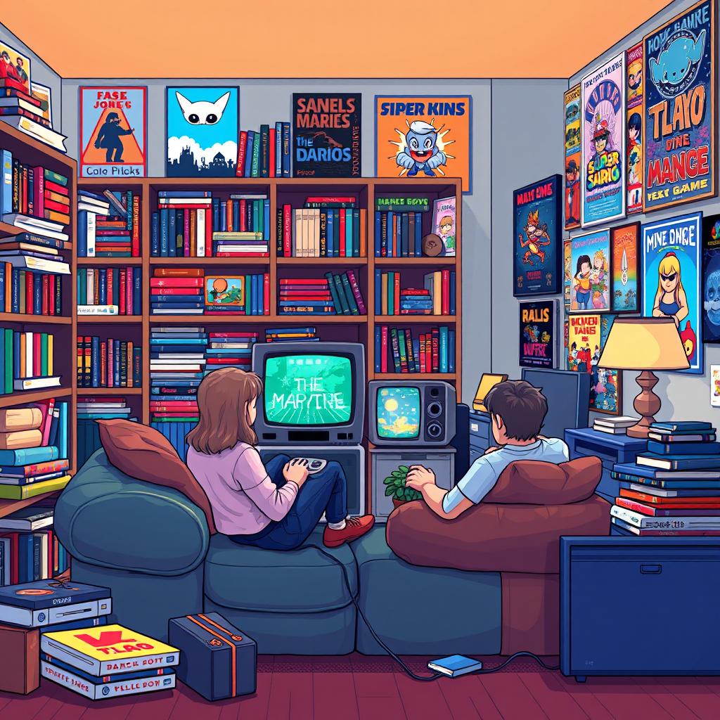 Nostalgic Pixel Art Gaming Den - Retro Vibes
