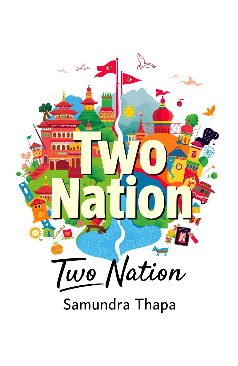 Colorful Book Cover Design for 'Two Nation' by Samundra Thapa