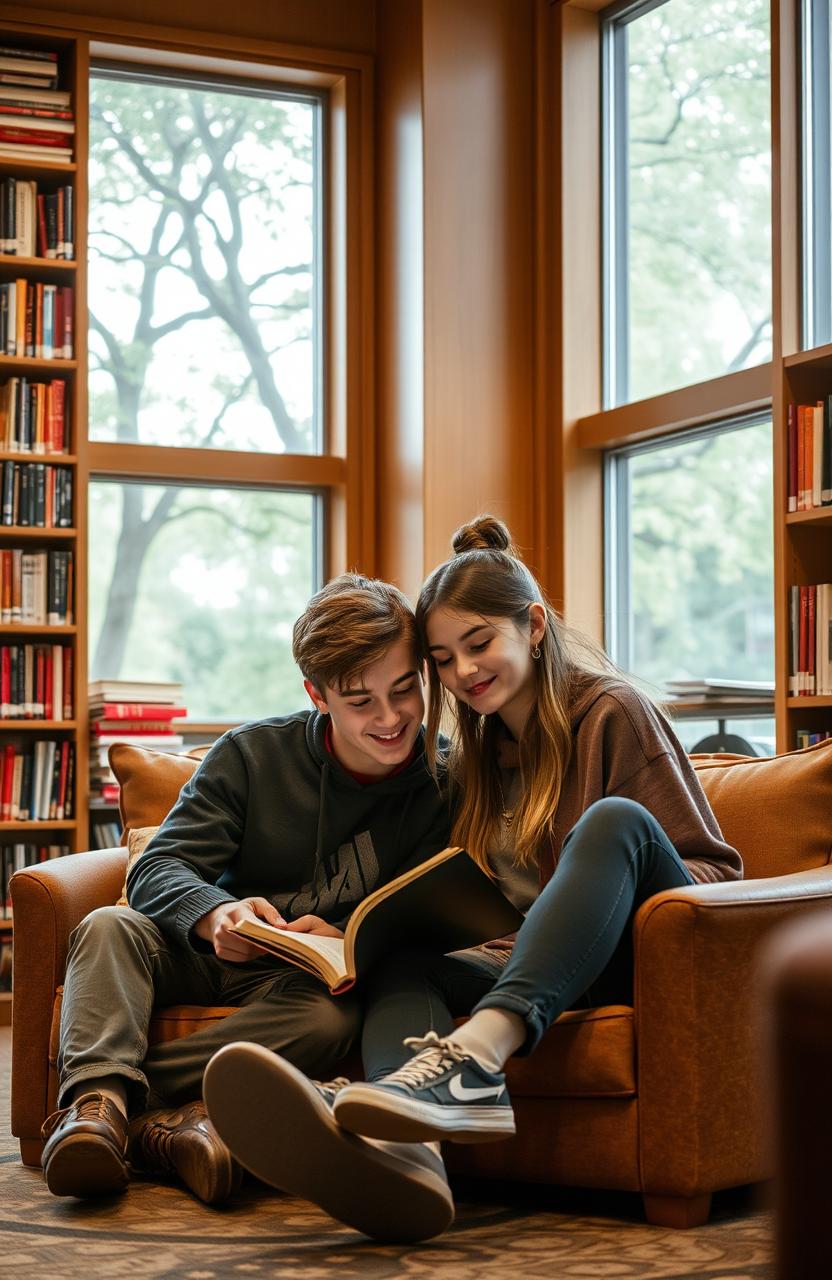 Cozy Library Moments: Students Engrossed in a Colorful Reading Experience