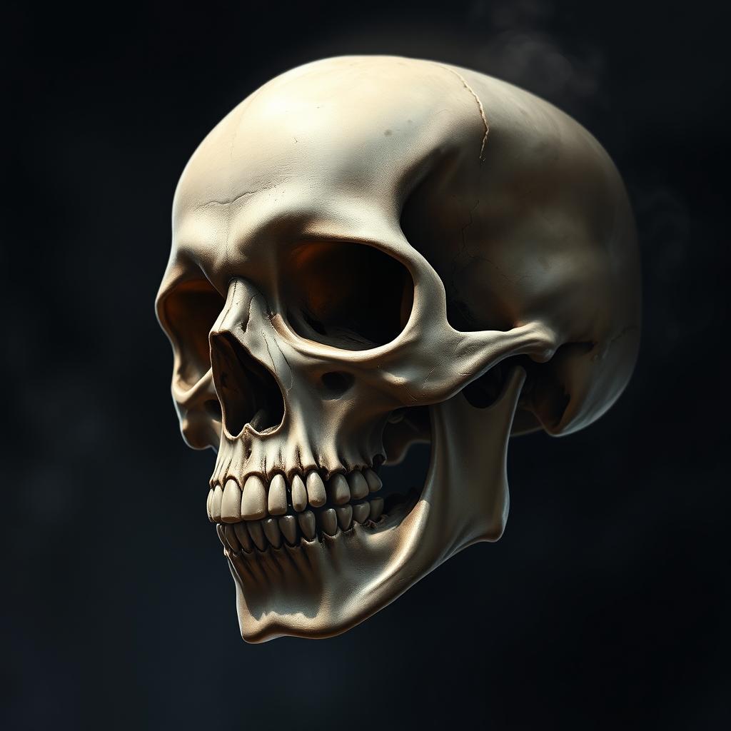 Dramatic Artistic Skull Illustration - Intricate Features & Ethereal Glow