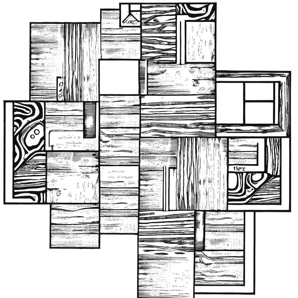 Abstract Geometric Wooden Blocks - Intricate Patterns and Textures
