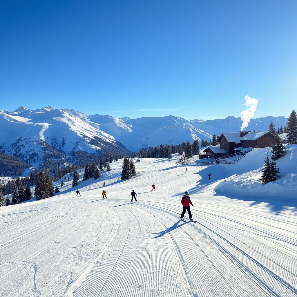 Breathtaking Winter Ski Resort Scene | Embrace the Thrill of Winter Sports