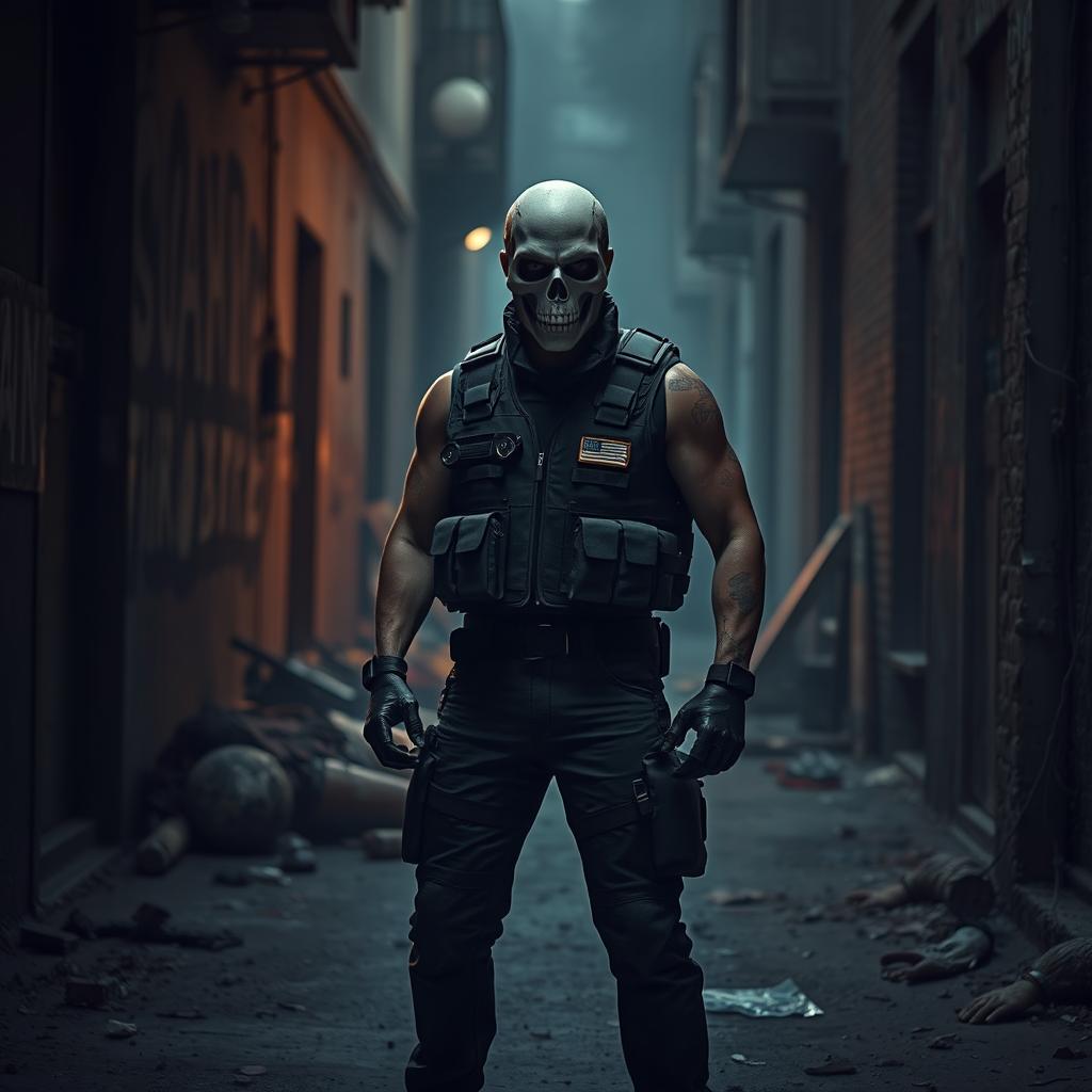 Dramatic Cartel Sicario Scene in Gritty Urban Setting
