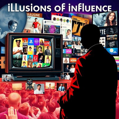 Illusions of Influence: The Power of Media | AI-Generated Digital Collage