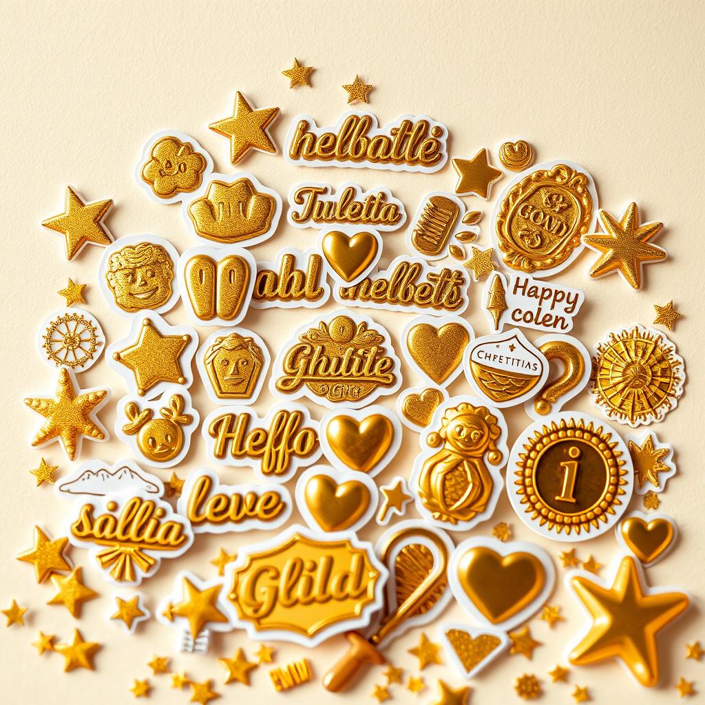 Stunning Gold Sticker Collection: Artistic Icons & Designs