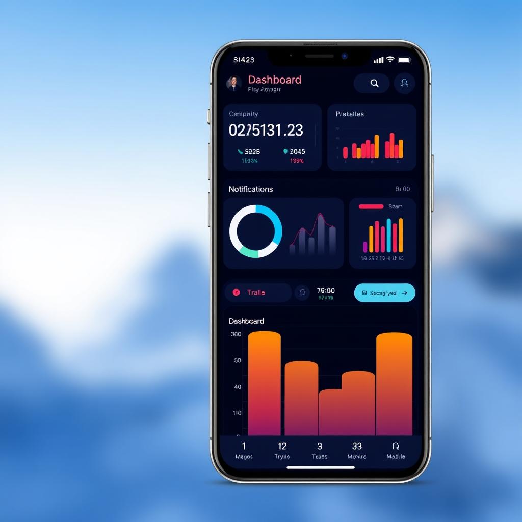 Modern Mobile App Dashboard Design with Data Visualizations