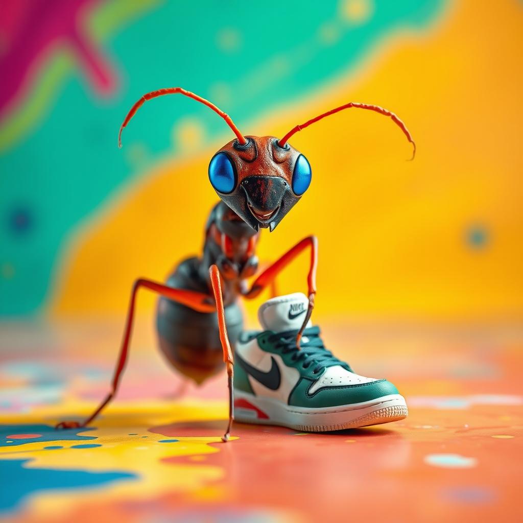 Stylish Ant in Nike Sneakers: A Fusion of Nature and Urban Fashion