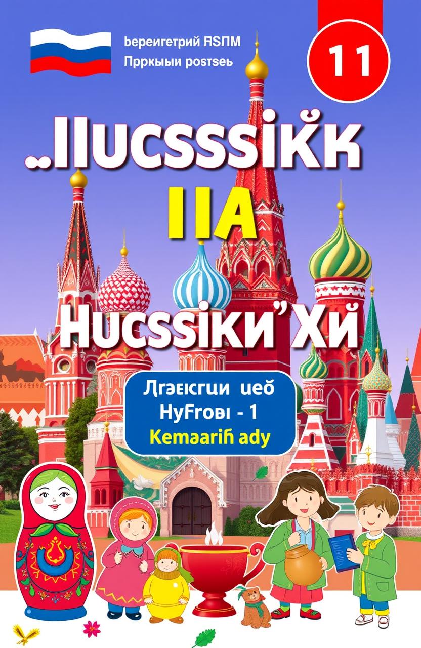 Vibrant Textbook Cover Design for Russian Language Learning