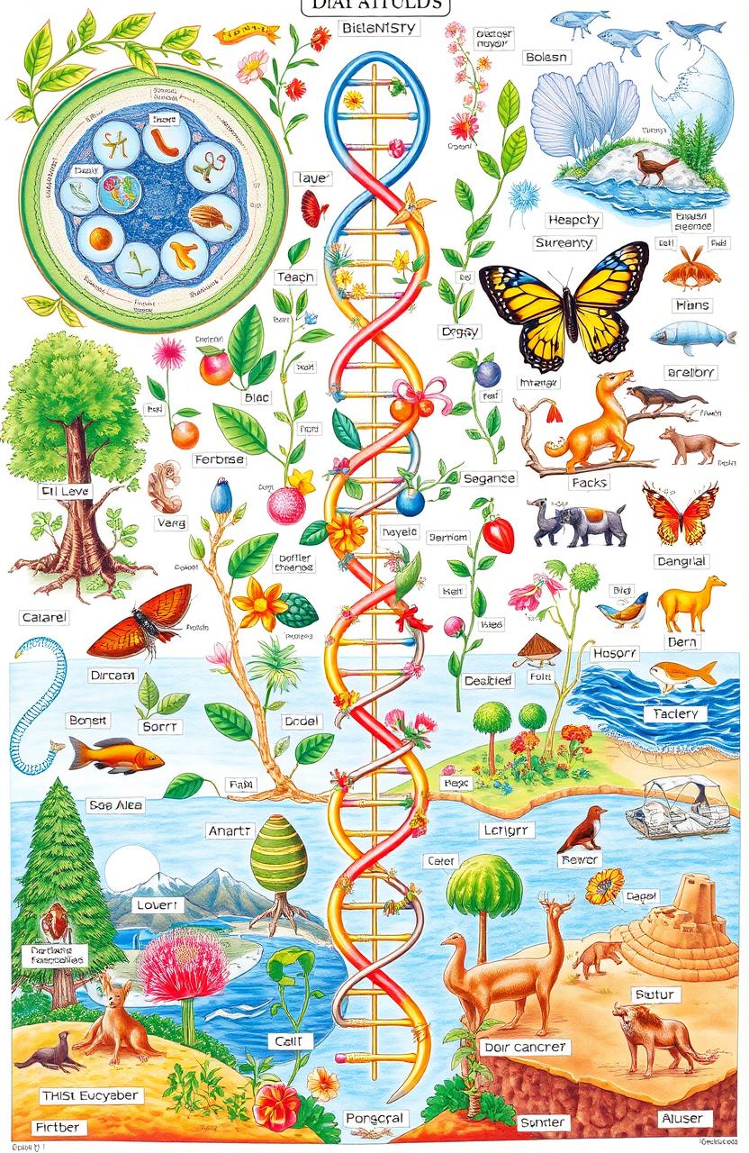 Exploring Biodiversity: A Vibrant Illustration of Biological Concepts