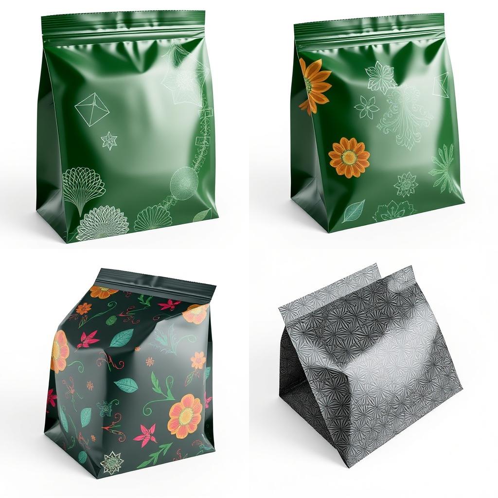 Stunning Dark Green Package Bags with Unique Patterns | Idyllic