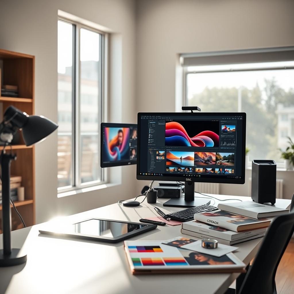 Modern Photo Editing Workspace: Inspiring Creative Atmosphere