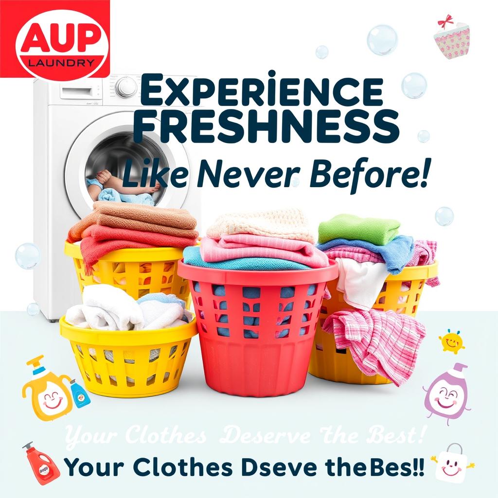 Bright & Playful AUP Laundry Advertisement | Experience Ultimate Freshness