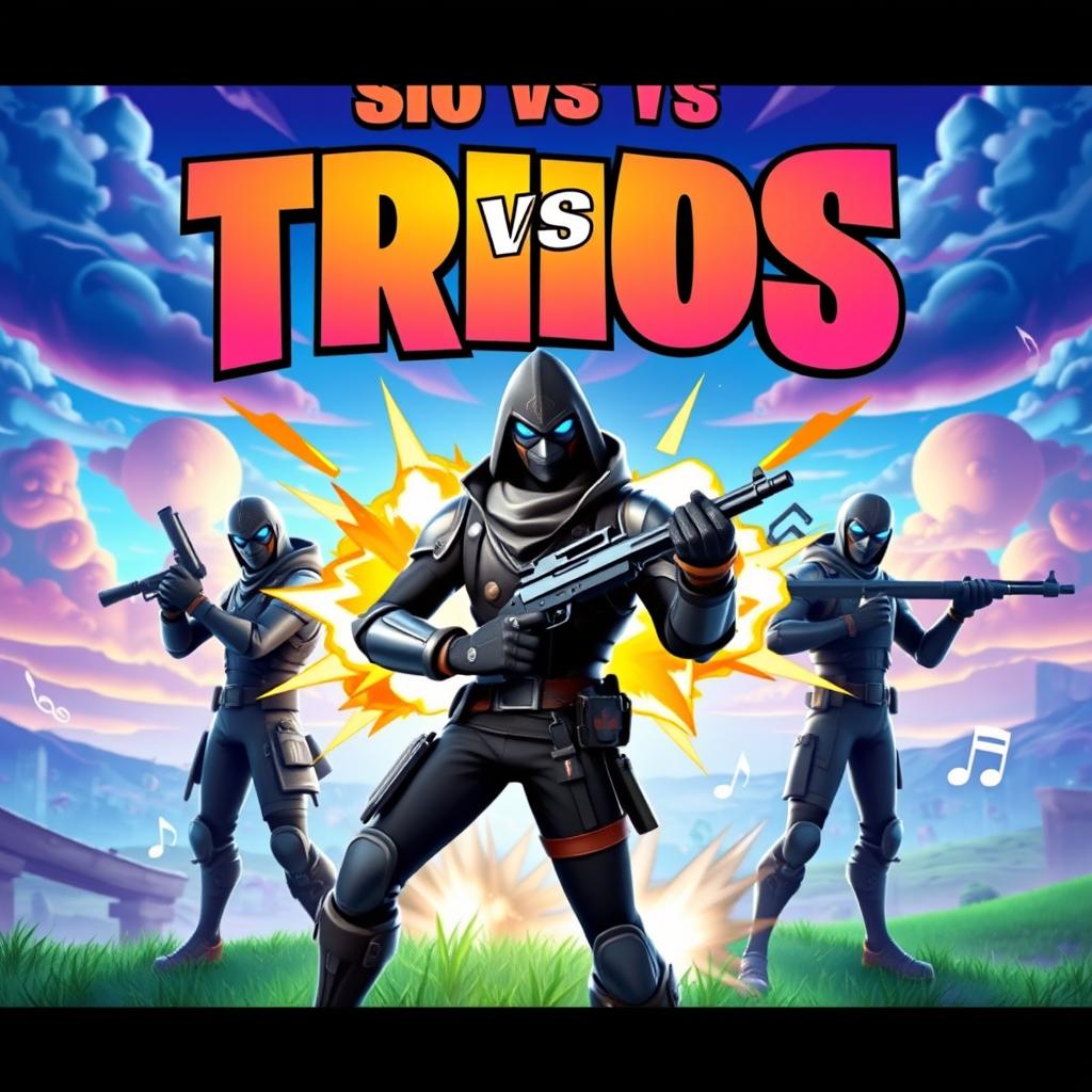 Epic Fortnite Solo vs TRIOS Battle Thumbnail | Dynamic YouTube Design