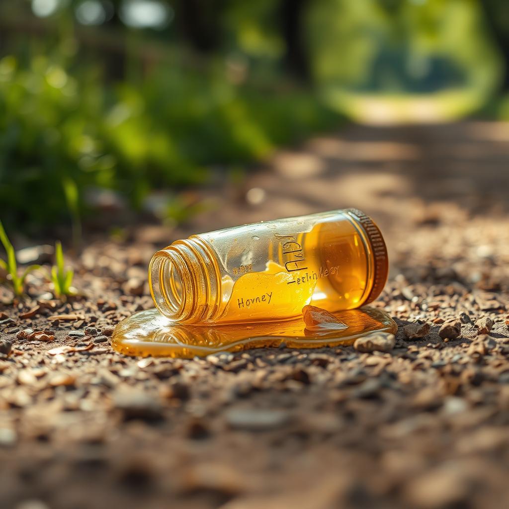 Shattered Honey Jar: A Rustic Summer Scene