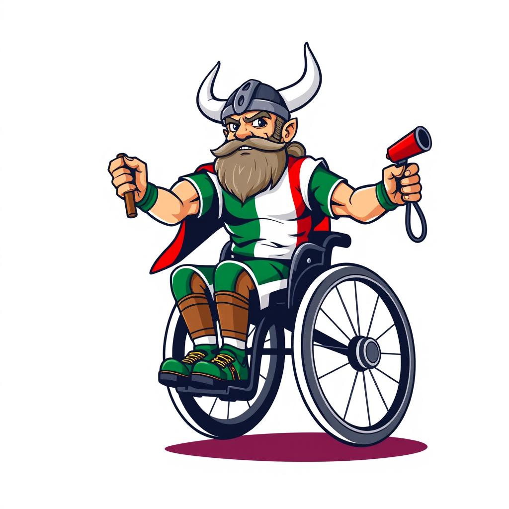 Dynamic Animated Logo Design: Viking in a Wheelchair with Mexican Pride