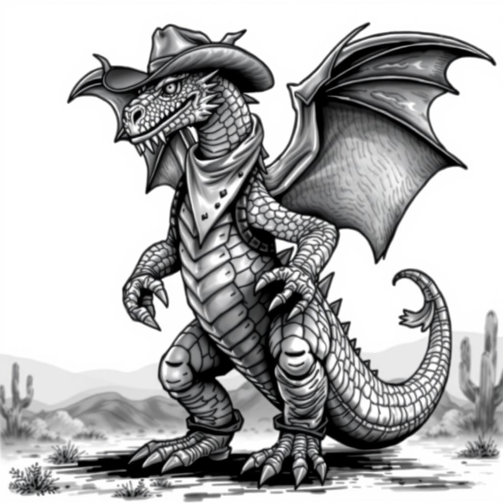 Humanoid Dragon Cowboy: A Unique Fusion of Myth and Western Style