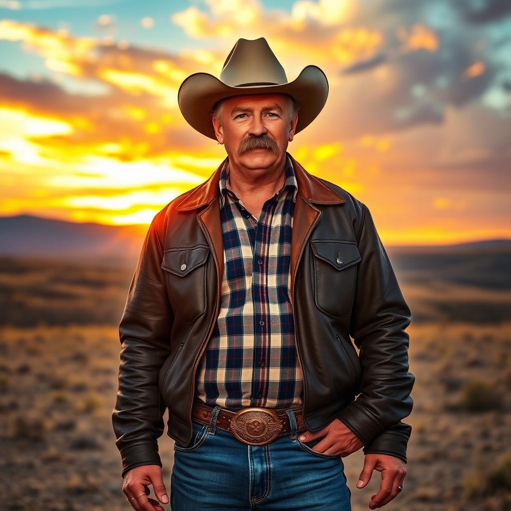 Confident Cowboy at Sunset - Embrace the Spirit of the Wild West