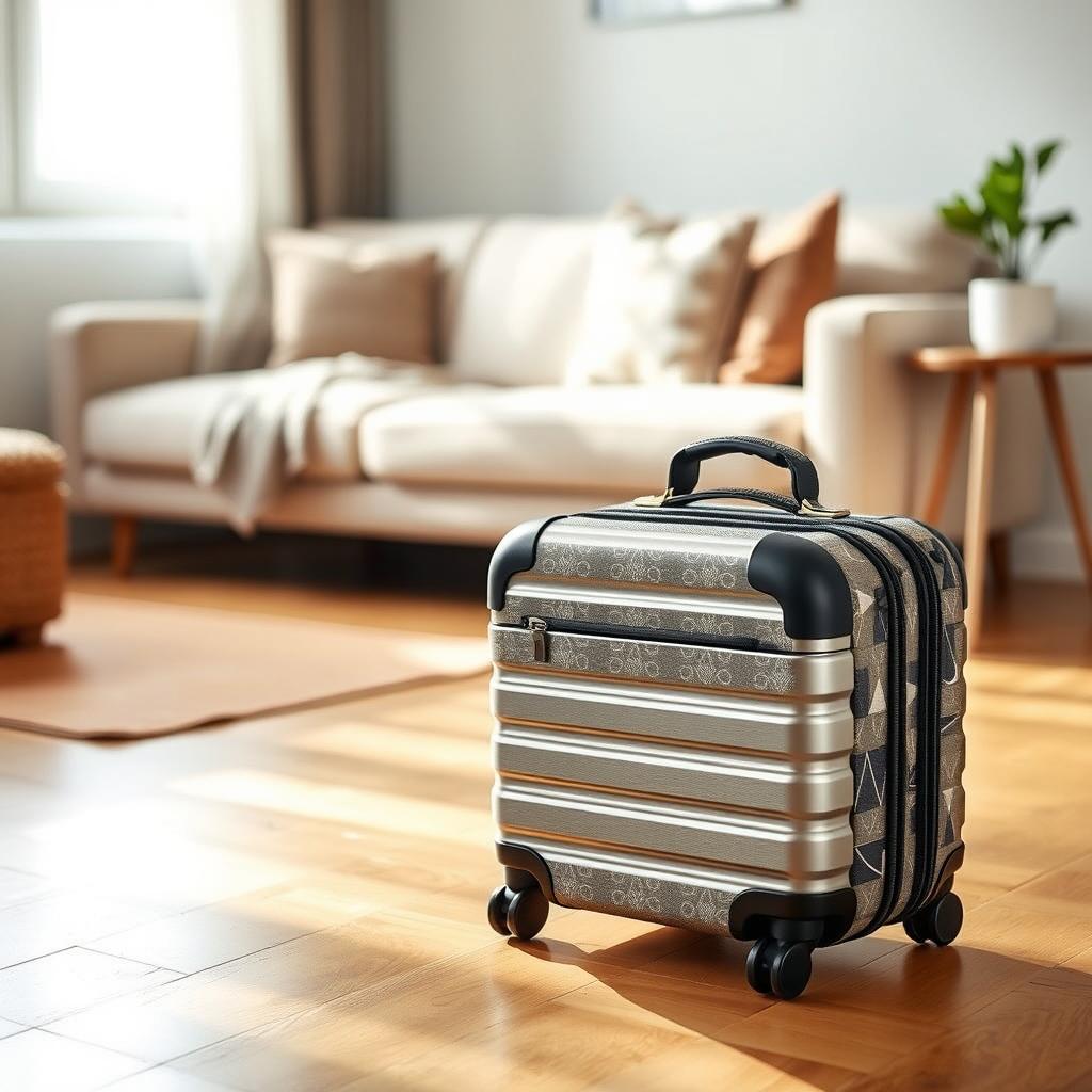 Stylish Compact Suitcase in a Cozy Living Room Setting