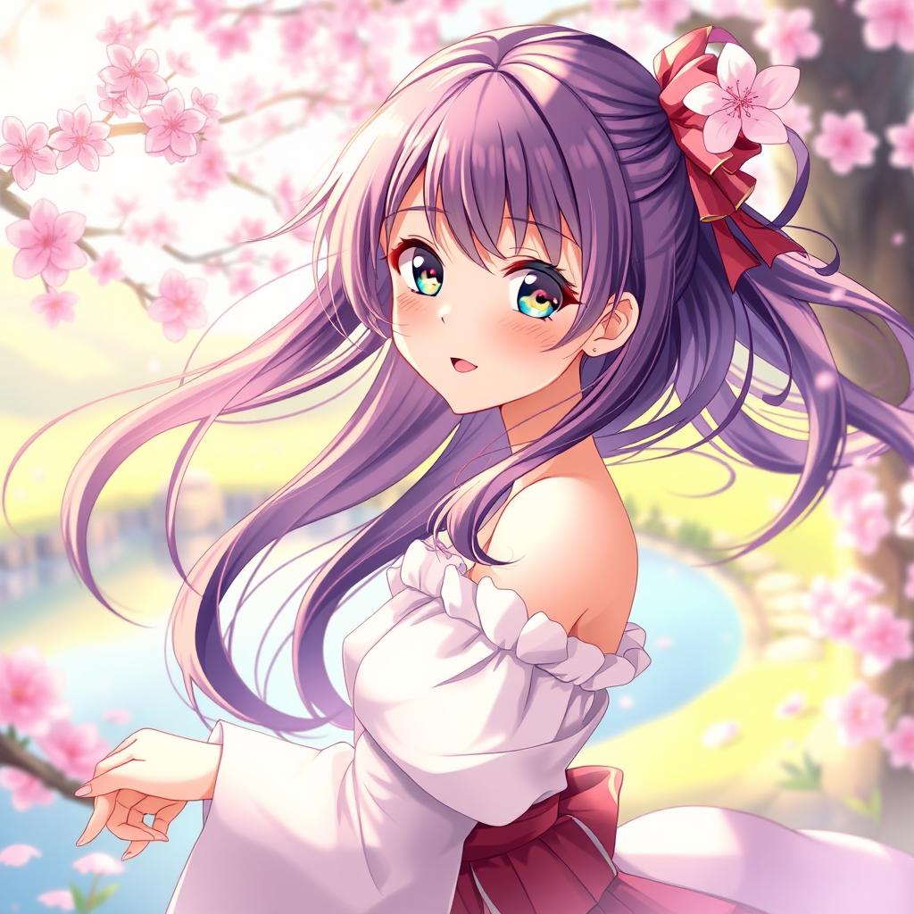 Enchanting Anime Girl in a Dreamy Landscape | Idyllic AI Art