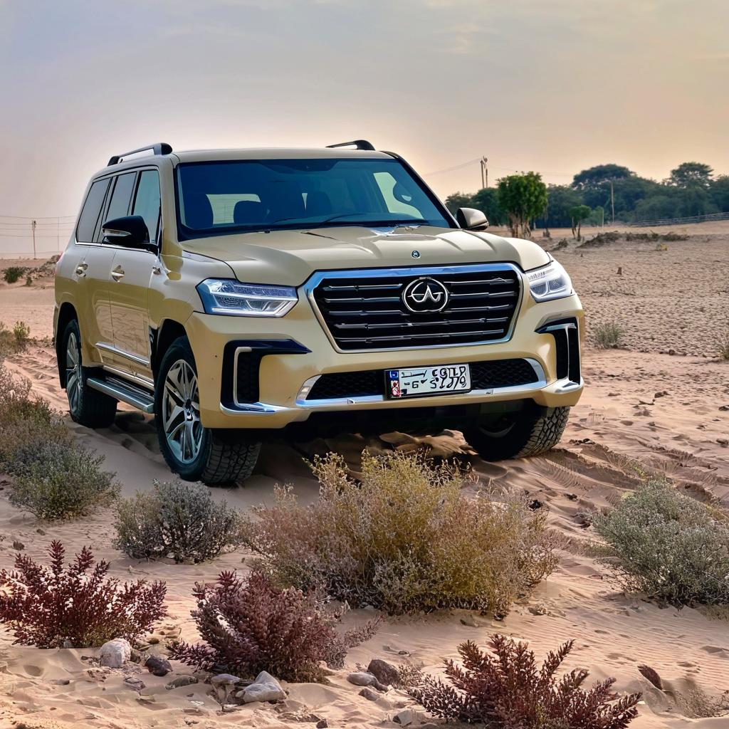 Elegant Light Gold SUV in Serene Desert Setting | Idyllic Ideas
