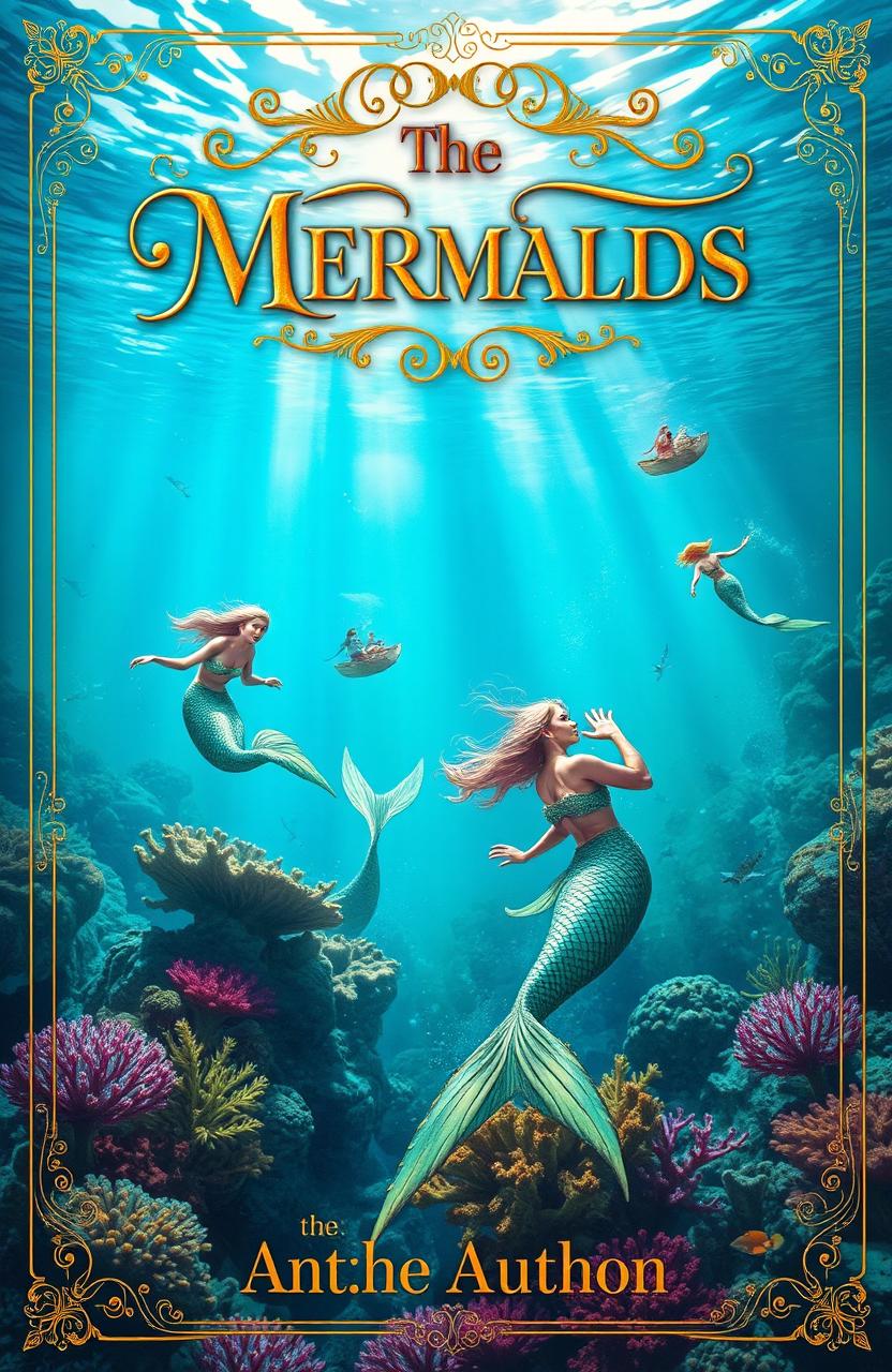 Enchanting Underwater Fantasy Book Cover Design featuring Mermaids