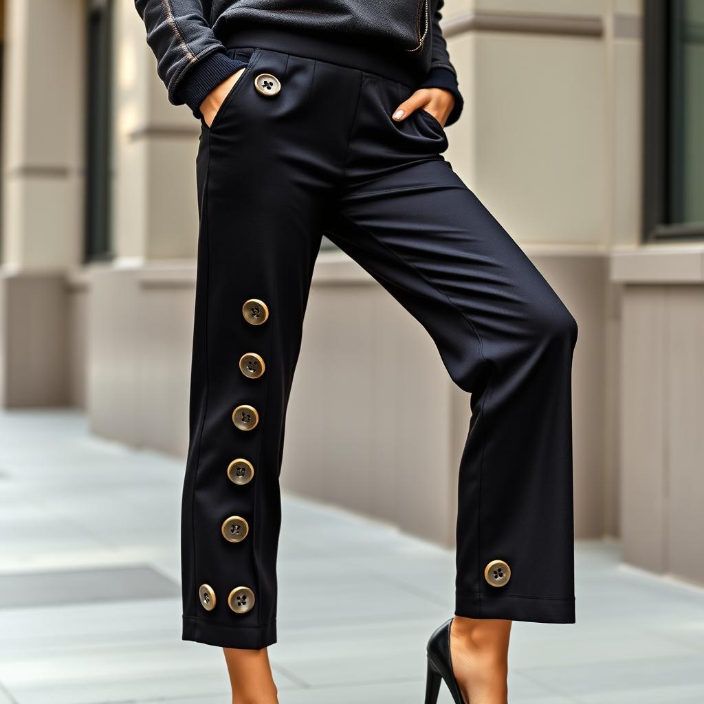Chic Side Buttoned Trousers for a Modern Look