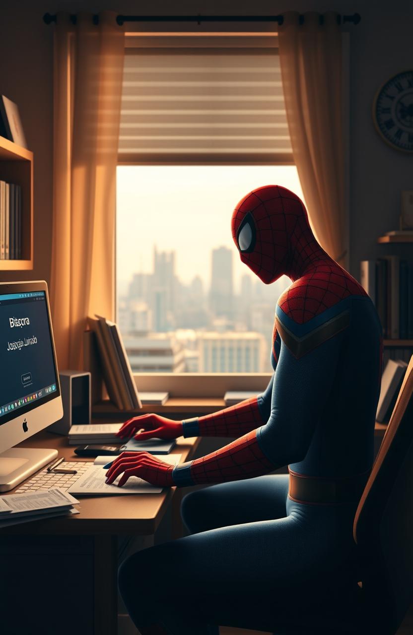 Spider-Man Studying: Capturing Dedication and Curiosity