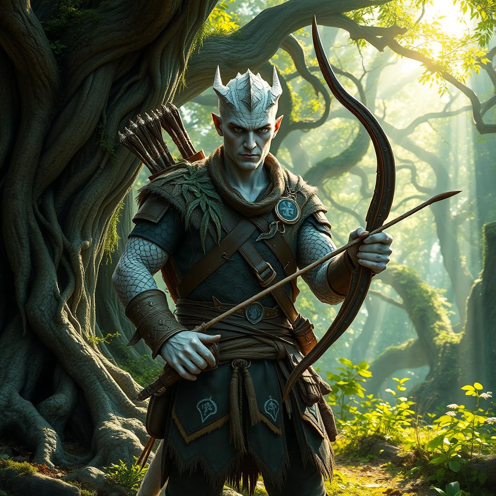 Enchanting Dragonborn Ranger in Neverwinter Wood - AI Generated Art
