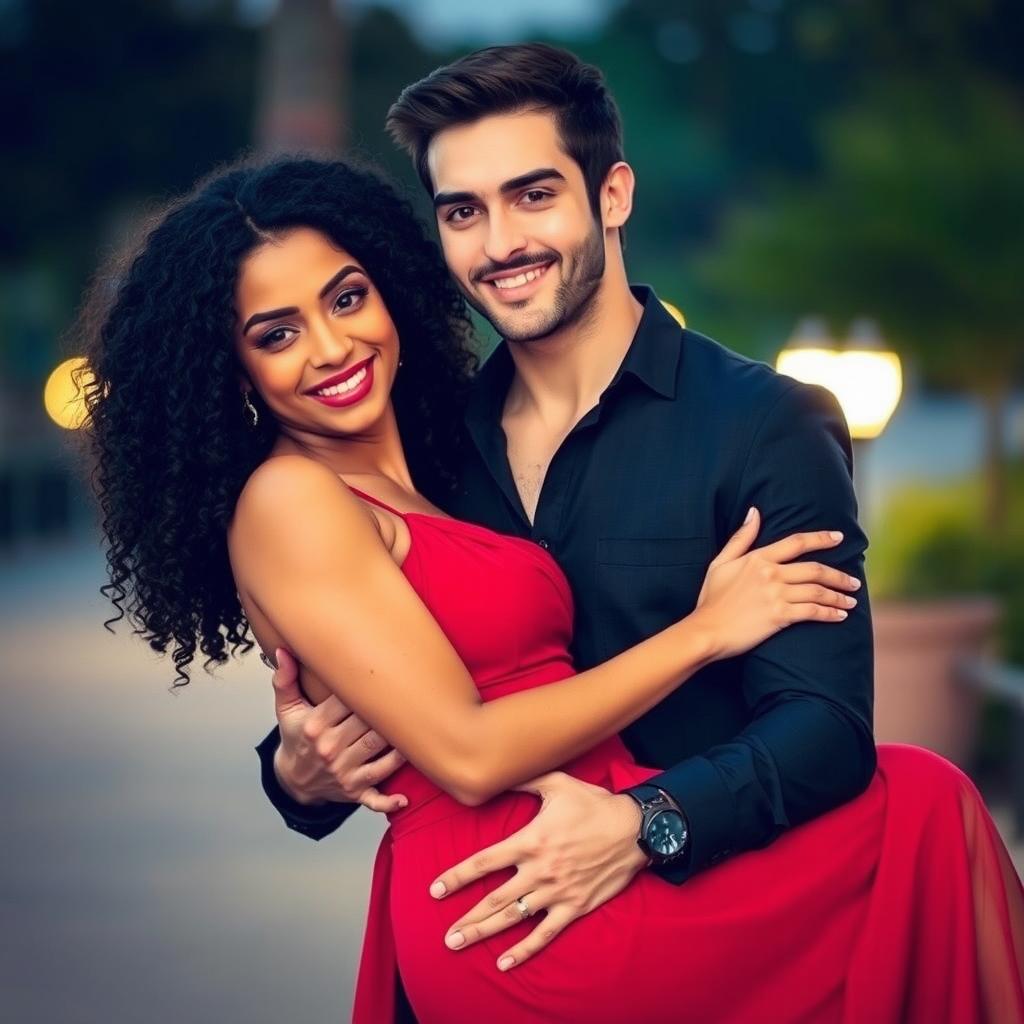 Romantic Outdoor Embrace: Love in Bloom