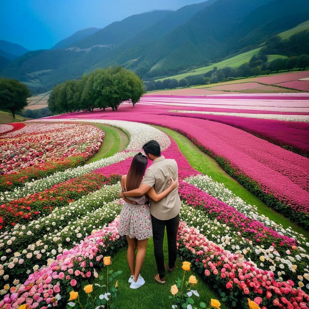 Explore a Vibrant Floral Paradise: Stunning Landscape Art AI